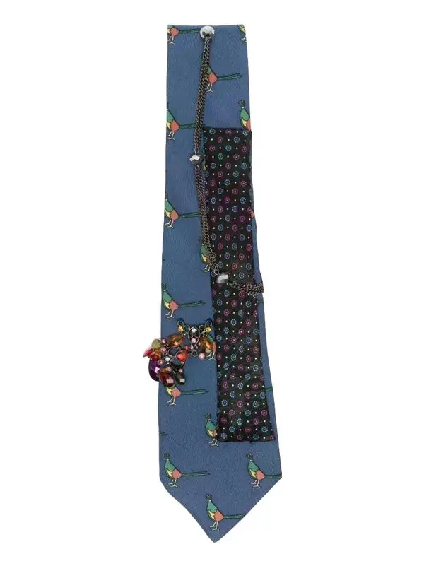A.N.G.E.L.O. VINTAGE CULT Stefania Bertoni Customised Hermès Embellished Silk Tie - Blue