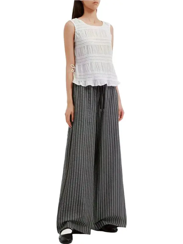 TOUT A COUP Tout À Coup Vertical Stripe Seersucker Trousers - Grey