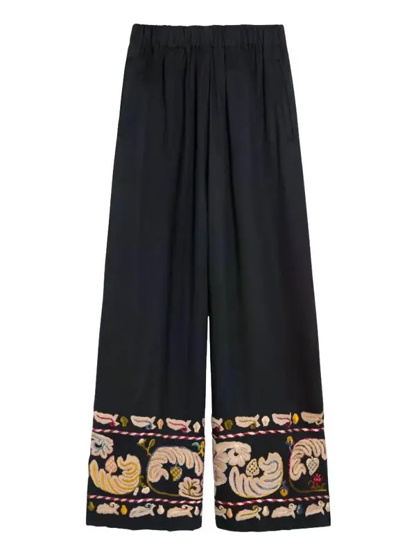 BODE Embroidered Wide-leg Trousers - Blue