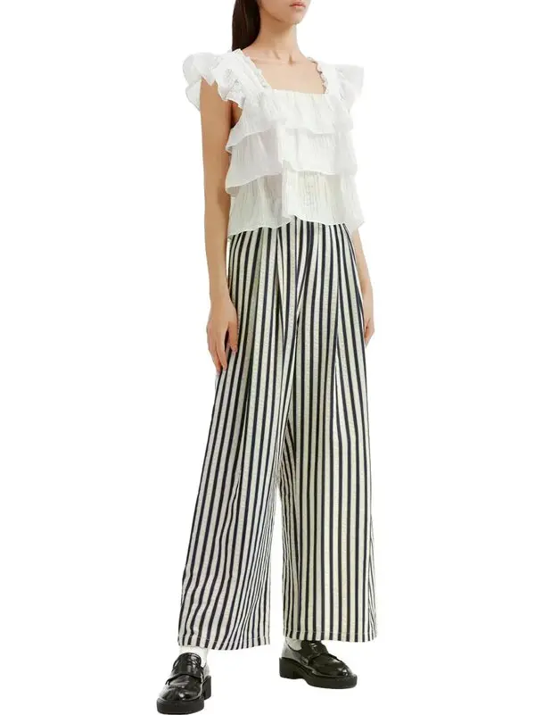 B+AB Striped Wide-leg Trousers - Blue