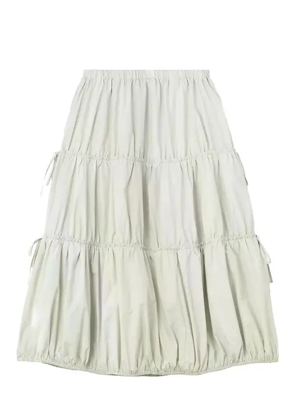 TOUT A COUP Tiered Drawstring Midi Skirt - Grey