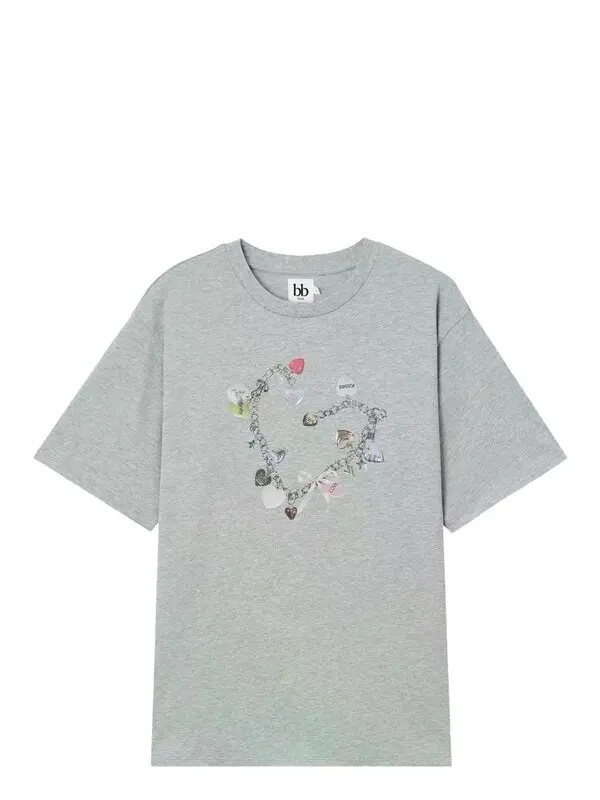 B+AB Heart Print T-shirt - Grey