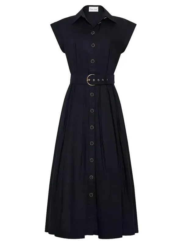 Cara Cara Octavia Belted Midi Dress - Black