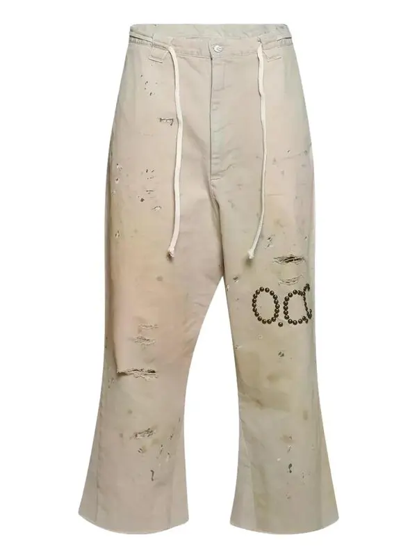 RIVINGTON ROI REBIS Distressed Studded Trousers - Neutrals