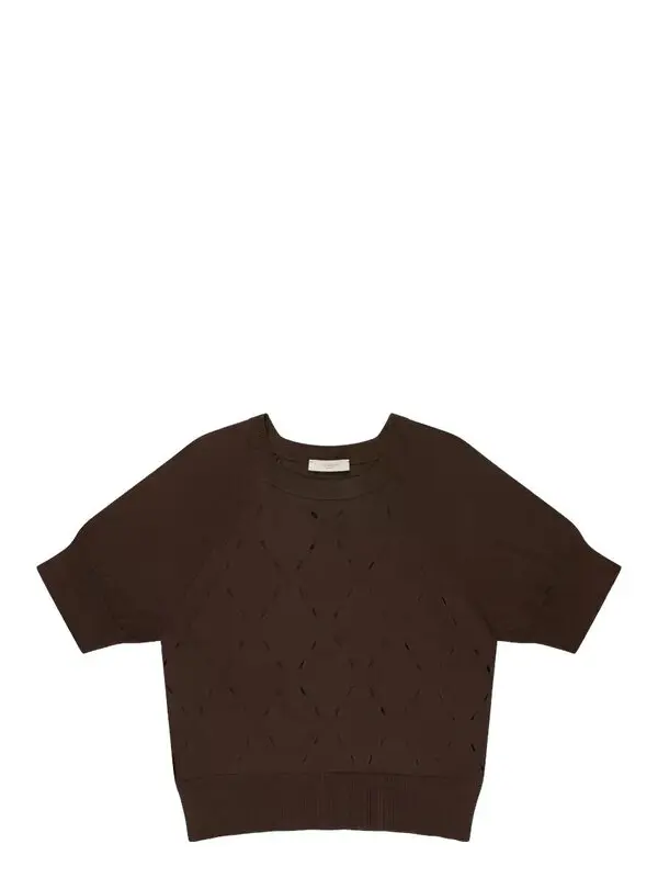 SLOWEAR Diamond Pattern Cotton Sweater - Brown