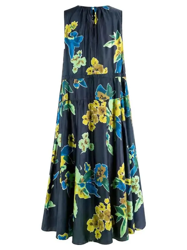 PSOPHIA Noctis Floral Print Sleeveless Midi Dress - Black