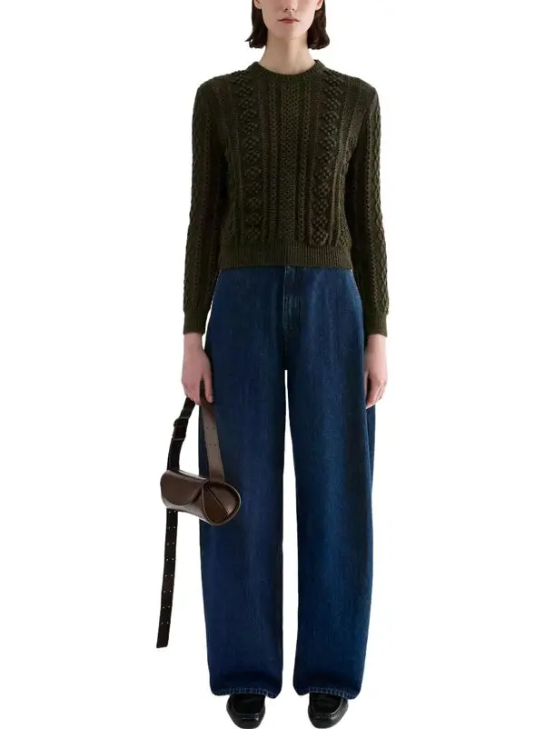 JIL SANDER Crew Neck Long Sleeve Sweater - Green