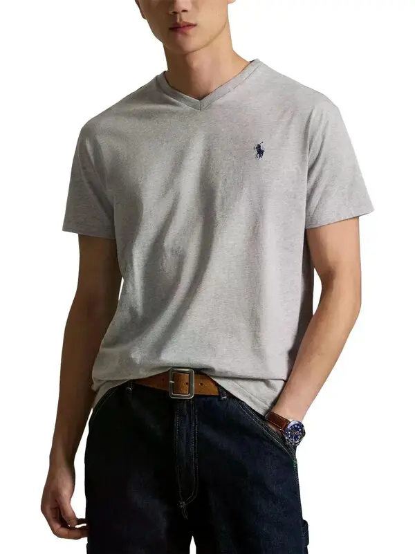 Polo Ralph Lauren Embroidered-logo V-neck T-shirt - Grey