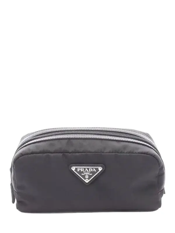 Prada Leather Wash Bag - Black
