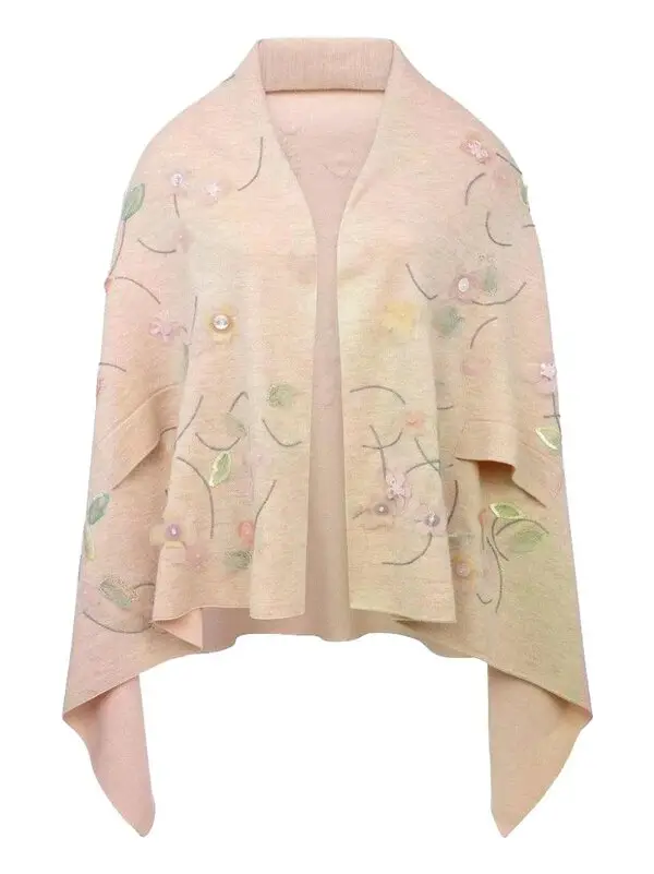 Bernadette Shirene Floral Embellished Shawl - Pink