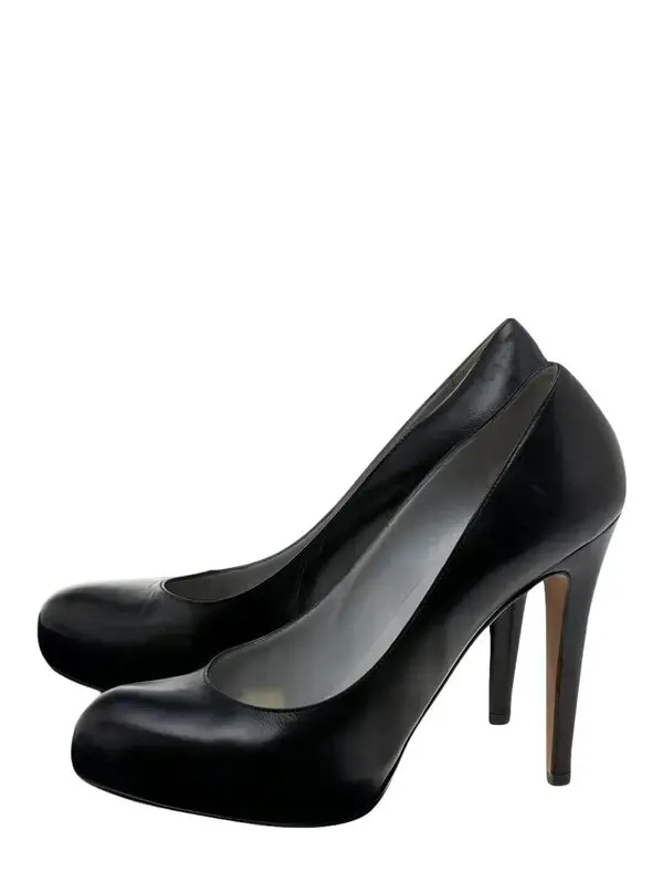 SERGIO ROSSI Leather Round Toe Pumps - Black