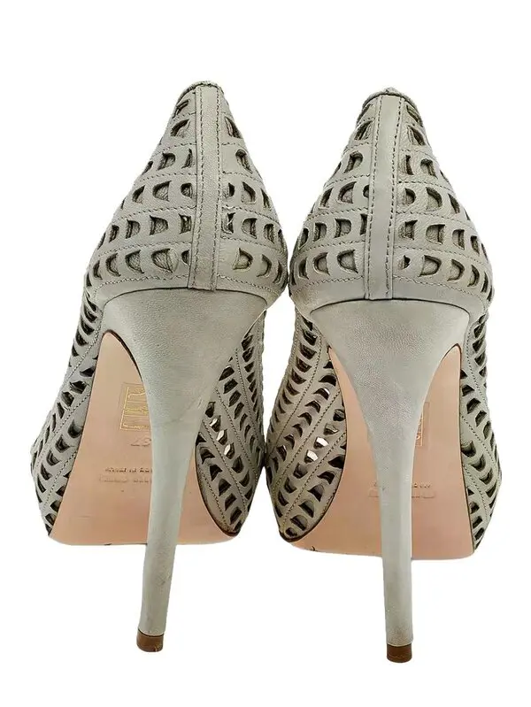 Miu Miu Laser-cut Platform Pumps - Grey
