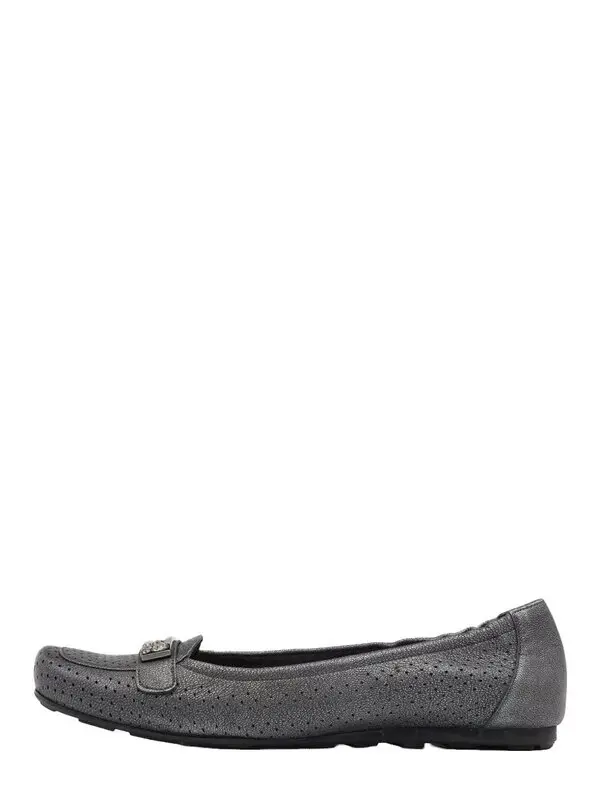 STUART WEITZMAN Perforated Crystal-embellished Loafers - Grey