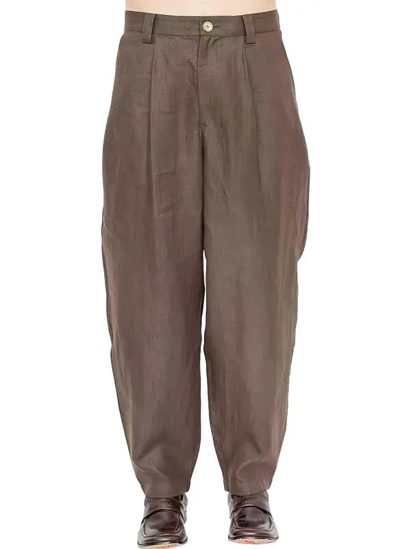JOE CHIA Glide Pleated Trousers - Brown