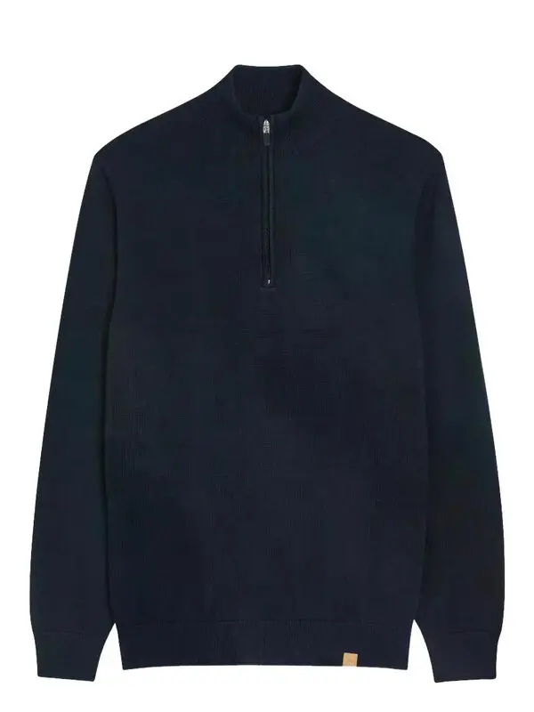 NOW YOU LIVE Woodhouse Zip-neck Sweater - Blue