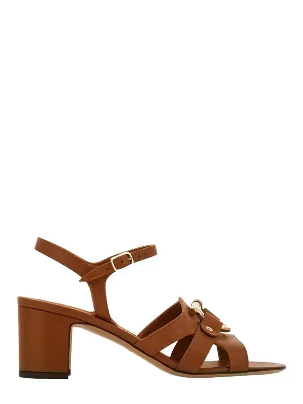 FERRAGAMO Gancini Ornament Sandals - Brown