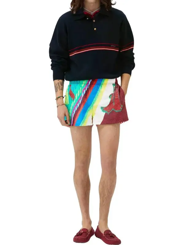 Versace Formula Print Swim Shorts - Blue