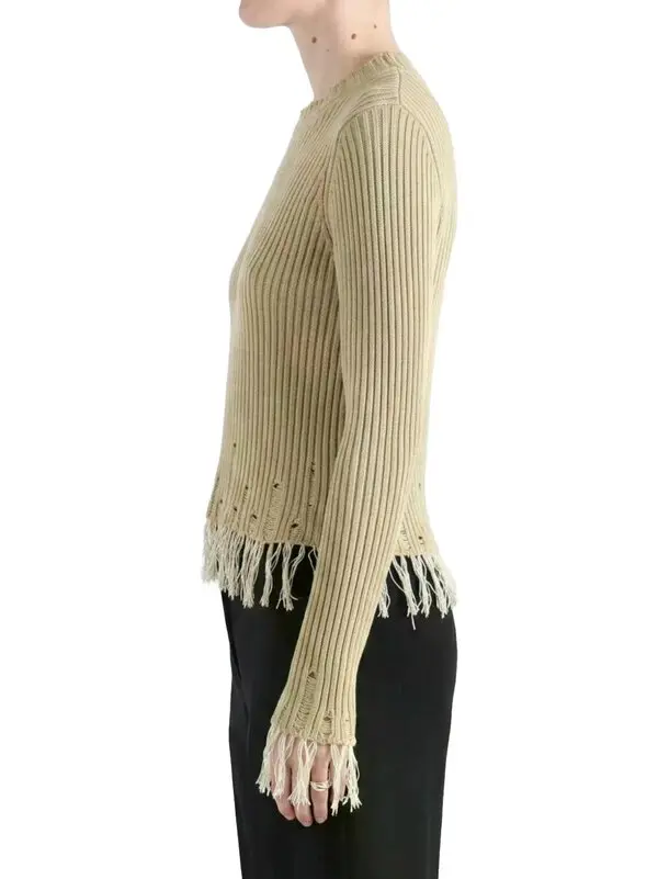 UMA WANG Distressed-effect Fringed Sweater - Neutrals