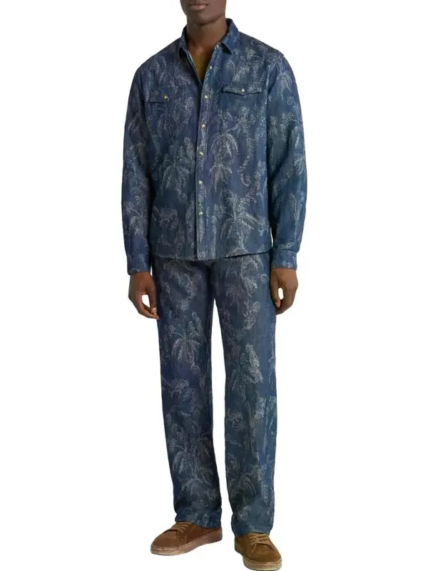 Etro All-over Jacquard Motif Jeans - Blue