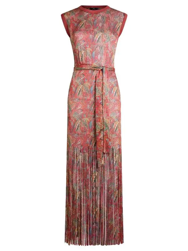 Etro Paisley-print Fringed Maxi Dress - Red
