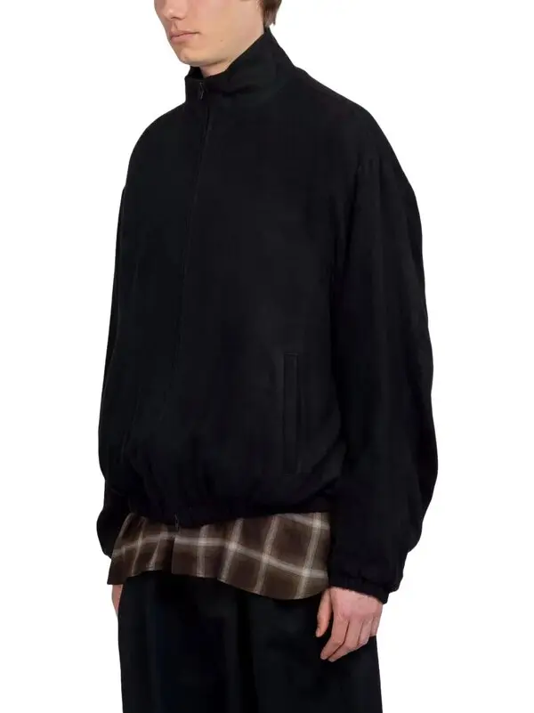 SSSTEIN Shirred Flannel Bomber Jacket - Black