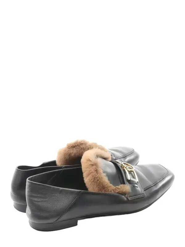 LOUIS VUITTON Logo Plaque Loafers - Black