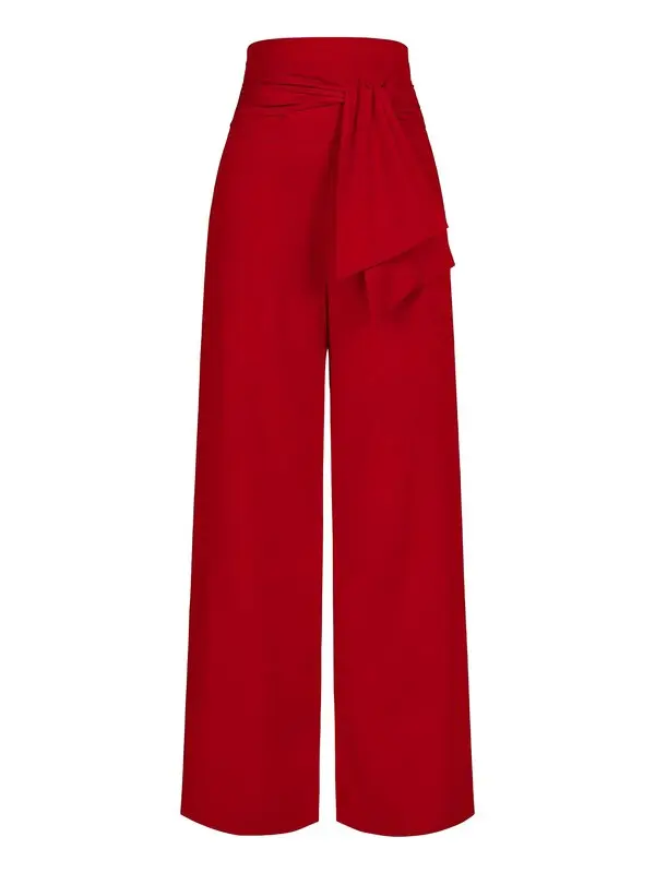 MARIANNA DÉRI High-rise Wide-leg Trousers With Tie Belt - Red