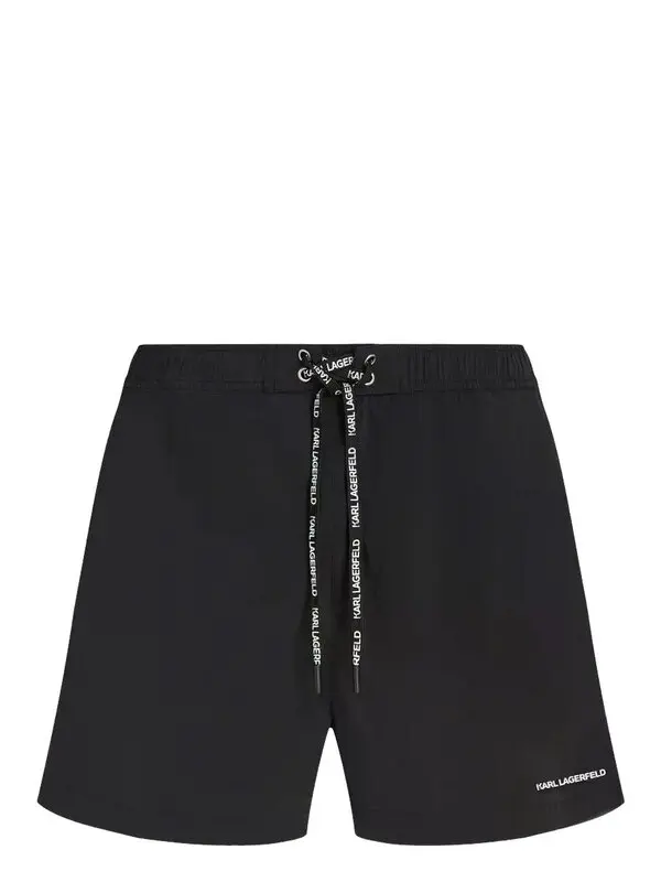 Karl Lagerfeld Logo Print Drawstring Swim Shorts - Black