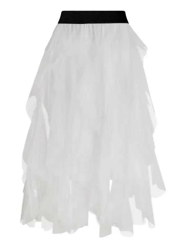 JAMES LAKELAND Tulle Ruffle Midi Skirt - White