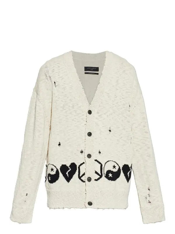 ALLSAINTS Tabua Cardigan With Graphic Motifs - Cream