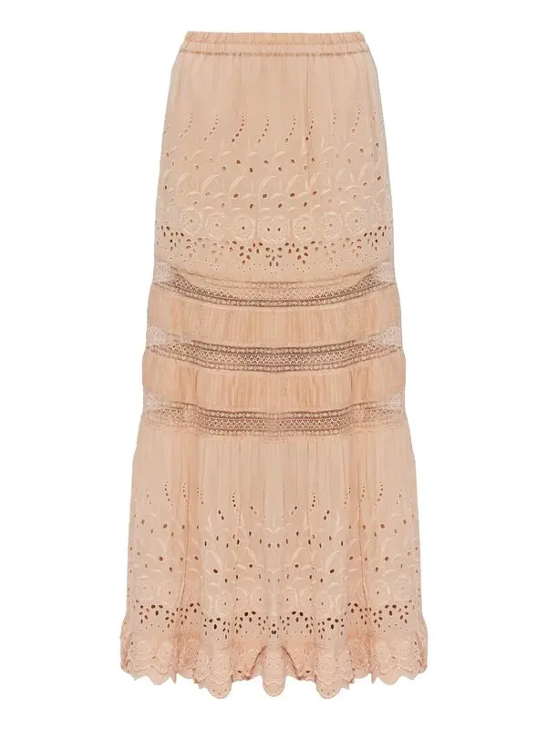 ALLSAINTS Camille Embroidered Maxi Skirt - Pink