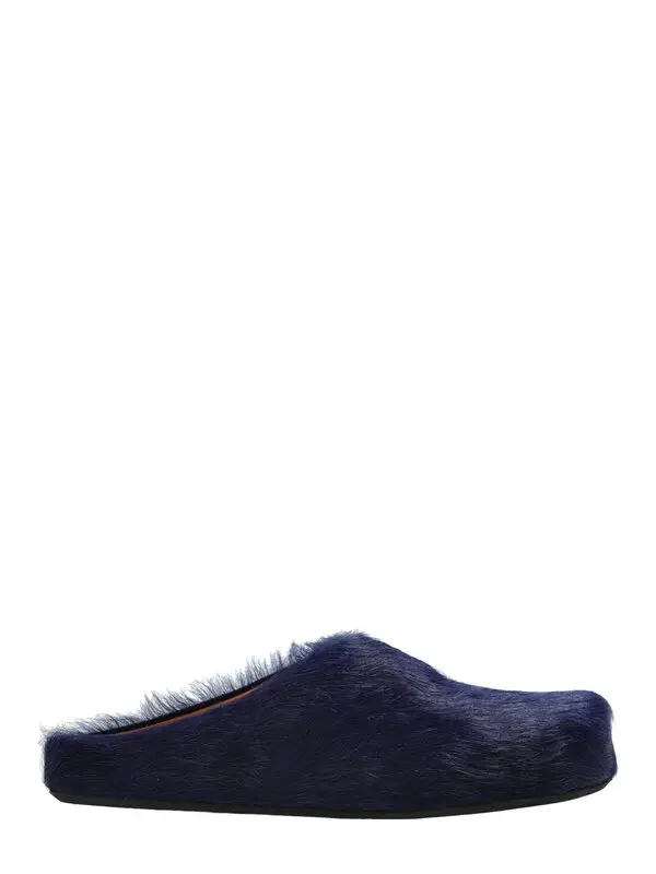 Marni Fur Slides - Navy Blue