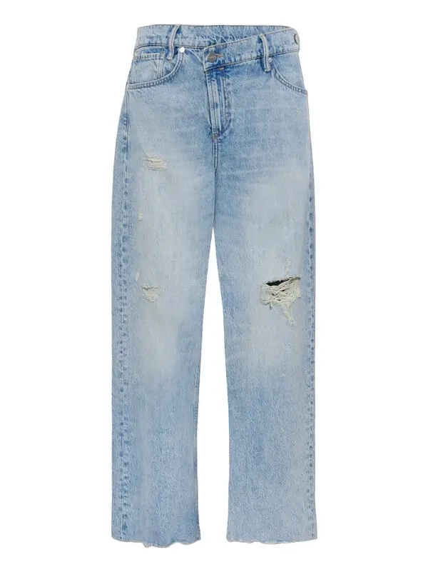 ALLSAINTS Aki Jeans Wide Leg Distressed Denim - Blue