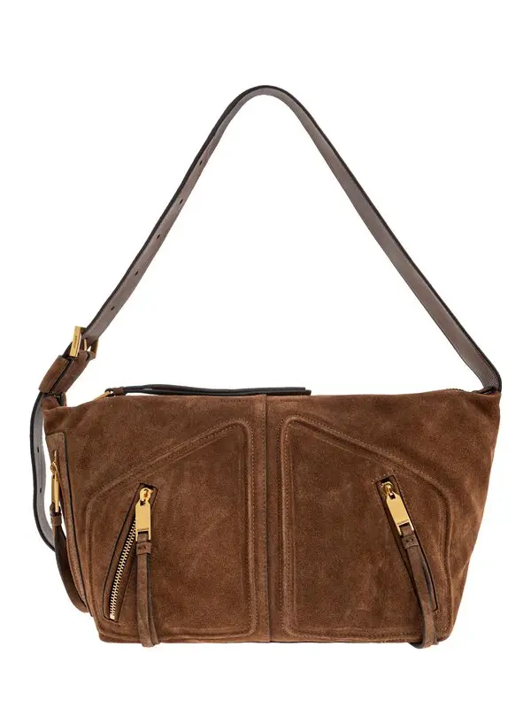 ALLSAINTS Jean Rey Suede Shoulder Bag - Brown