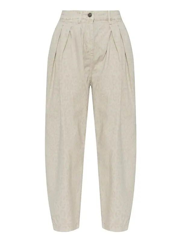 ALLSAINTS Becca High-waisted Wide-leg Trousers With Animal Print - Beige