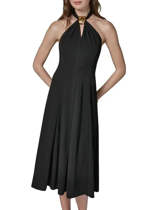Donna Karan New York Halterneck Keyhole Dress - Black