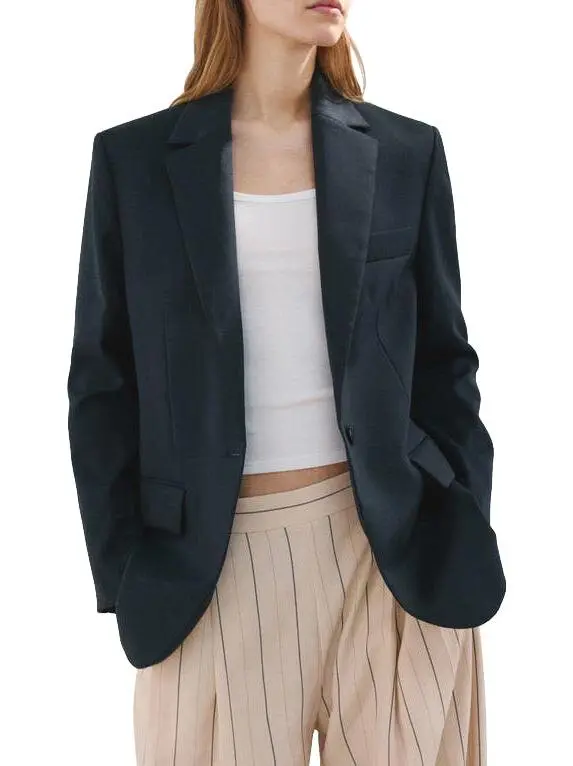 Mango Notched Lapel Blazer - Navy