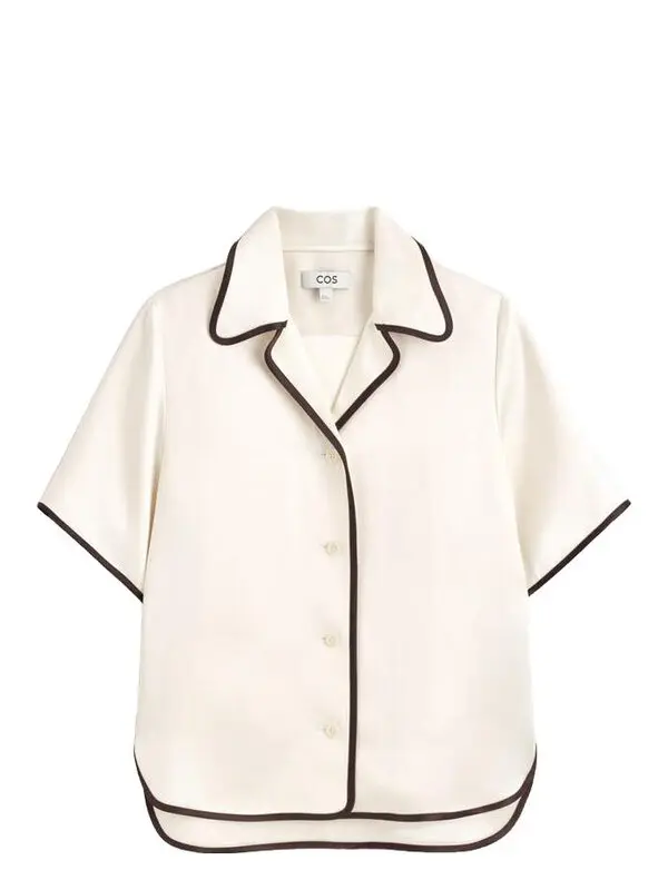 Cos Contrast-piped Satin Shirt - White