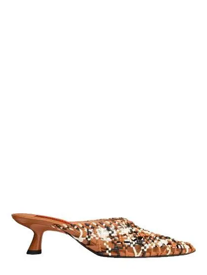 SIMONMILLER Knotted Gala Mule Kitten Heel - Chestnut Multi