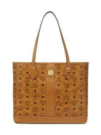 Mcm Medium Liz Shopper In Visetos - Cognac