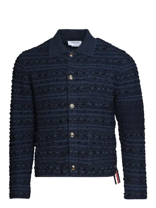 Thom Browne Knit Tweed 4-bar Utility Jacket - Navy