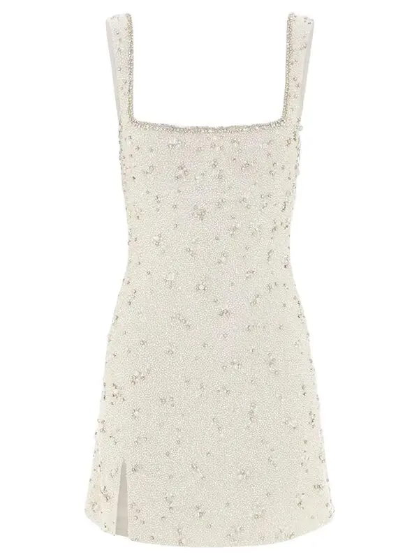 CLIO PEPPIATT Embellished Crystal Mini Dress - Ivory