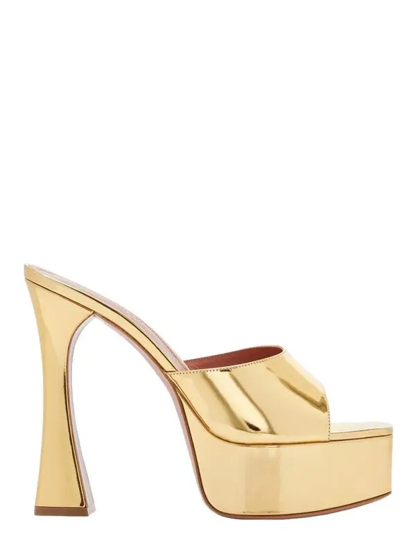 Amina Muaddi Dalida Slipper Sandal Mirror - Gold