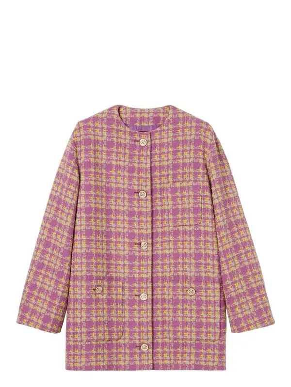 Gucci Tweed Jacket With Interlocking G Buttons - Purple