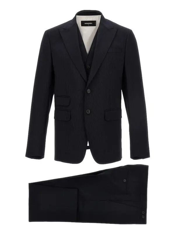 Dsquared2 Single Breasted Pinstriped Three-piece Suit - Black