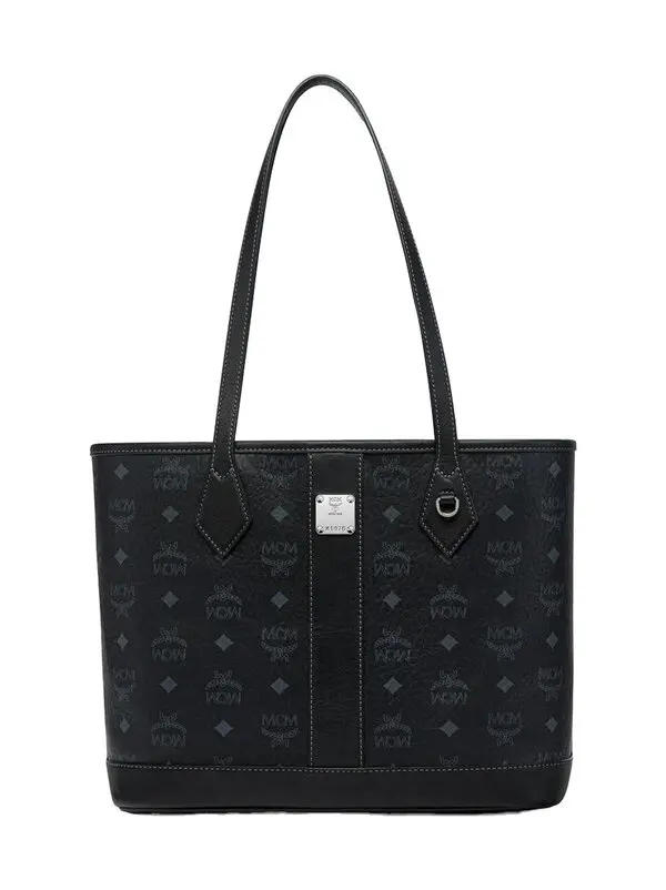 Mcm Small Liz Shopper In Visetos Monogram Canvas - Black