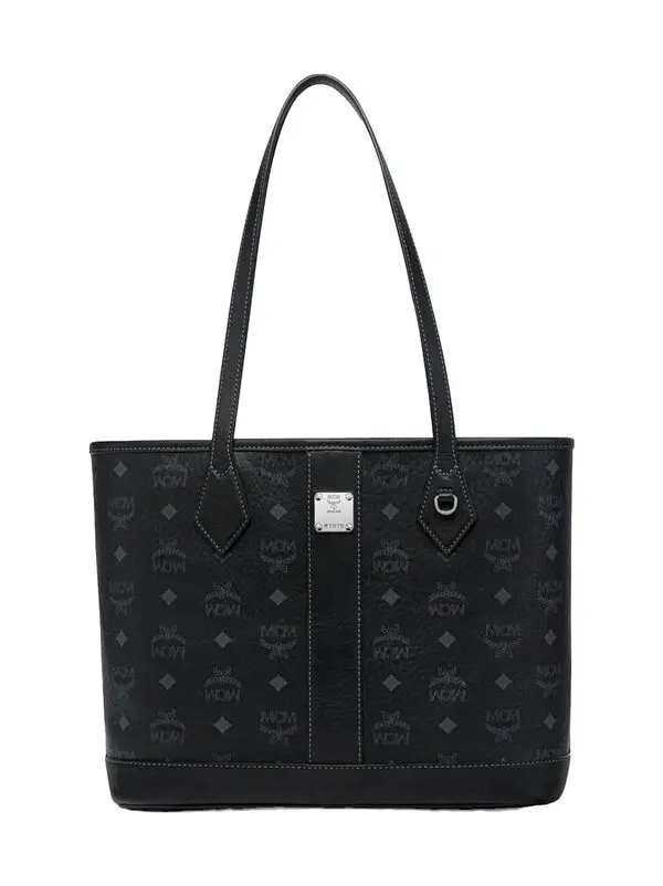 Mcm Small Liz Shopper In Visetos Monogram Canvas - Black