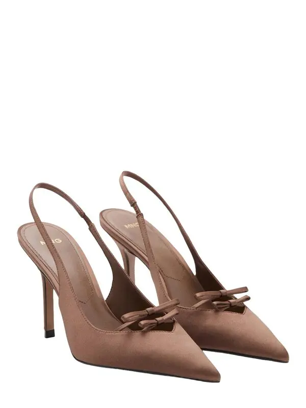 Mango Laurel Slingback Pump With Bow Detailing - Chocolate
