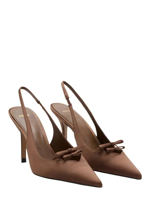 Mango Laurel Slingback Pump With Bow Detailing - Chocolate