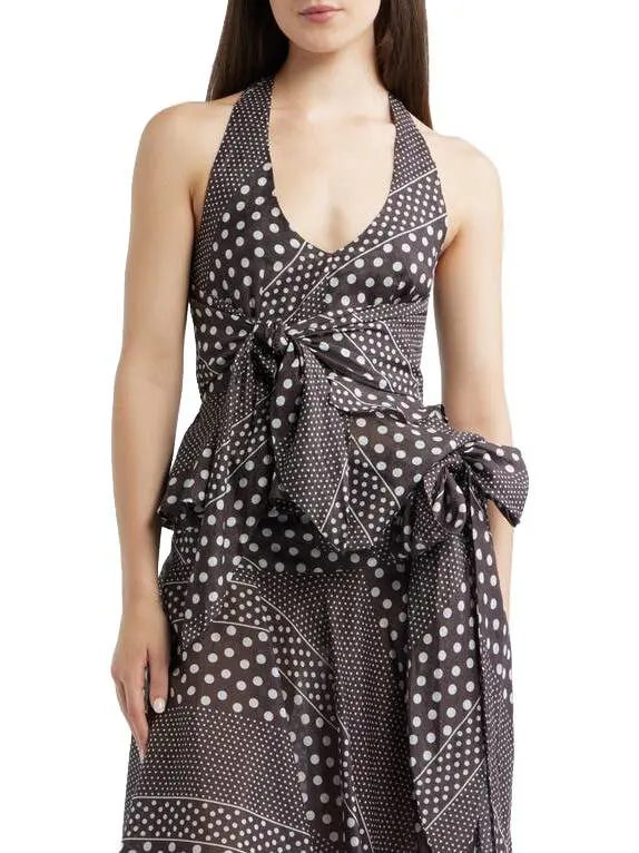 DAMSON MADDER Leandra Tie Waist Halter Camisole - Dark Brown